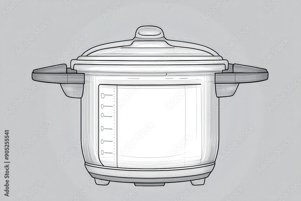 Line art cross-section of a pressure cooker, [Pressure Cooker ...