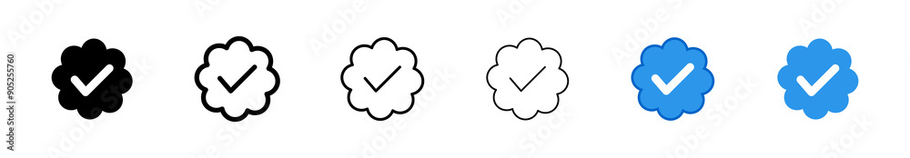 Quality check mark set of six check mark icons. Check mark, blue ...