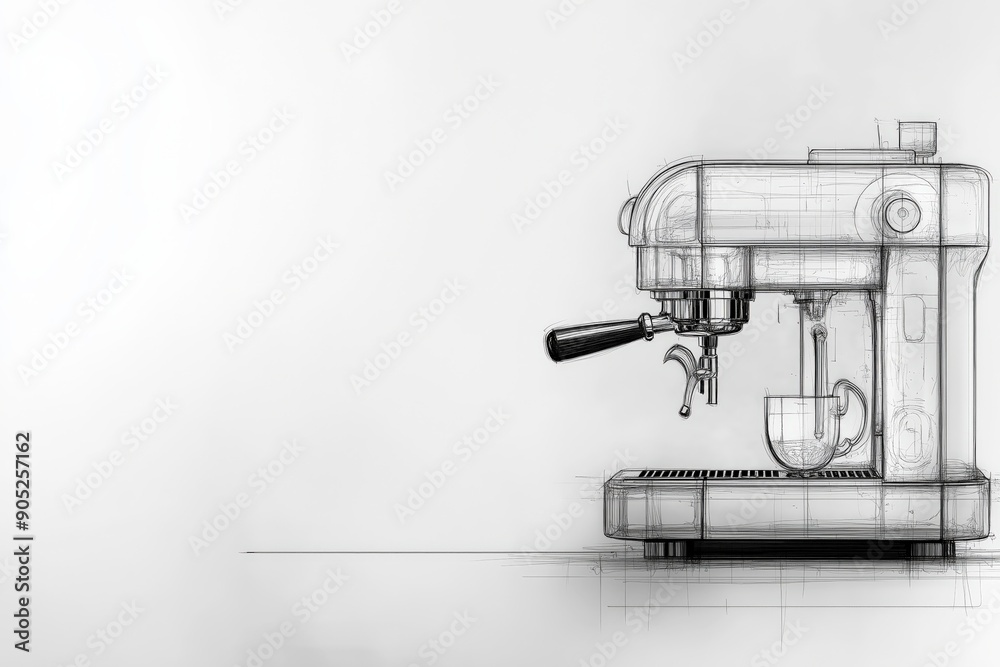 Simple sketch of a cross-section of a coffee machine, [Coffee Machine ...