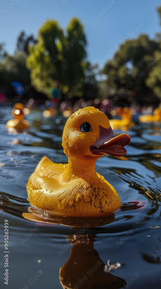 toy yellow ducks. a rubber duck. Duck Festival in Italy. a holiday in ...
