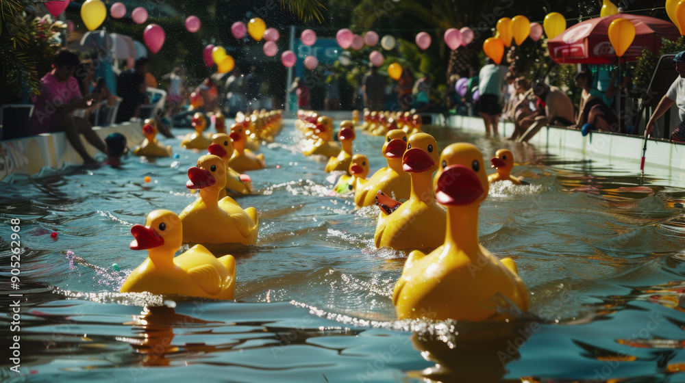 toy yellow ducks. a rubber duck. Duck Festival in Italy. a holiday in ...