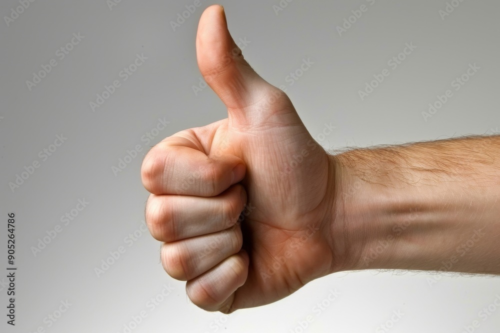 Uplifting Gesture of Approval, A Thumbs Up Hand on White Background ...