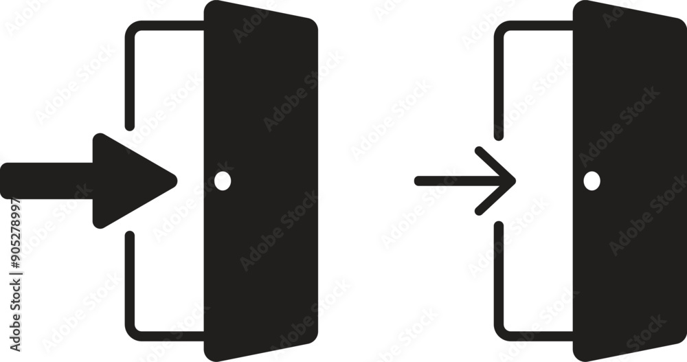 Collection of icons Open door/entrance with arrow or logout. Entrance ...