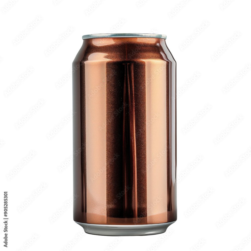 Isolated metallic copper-colored soda can on a white background. Ideal ...