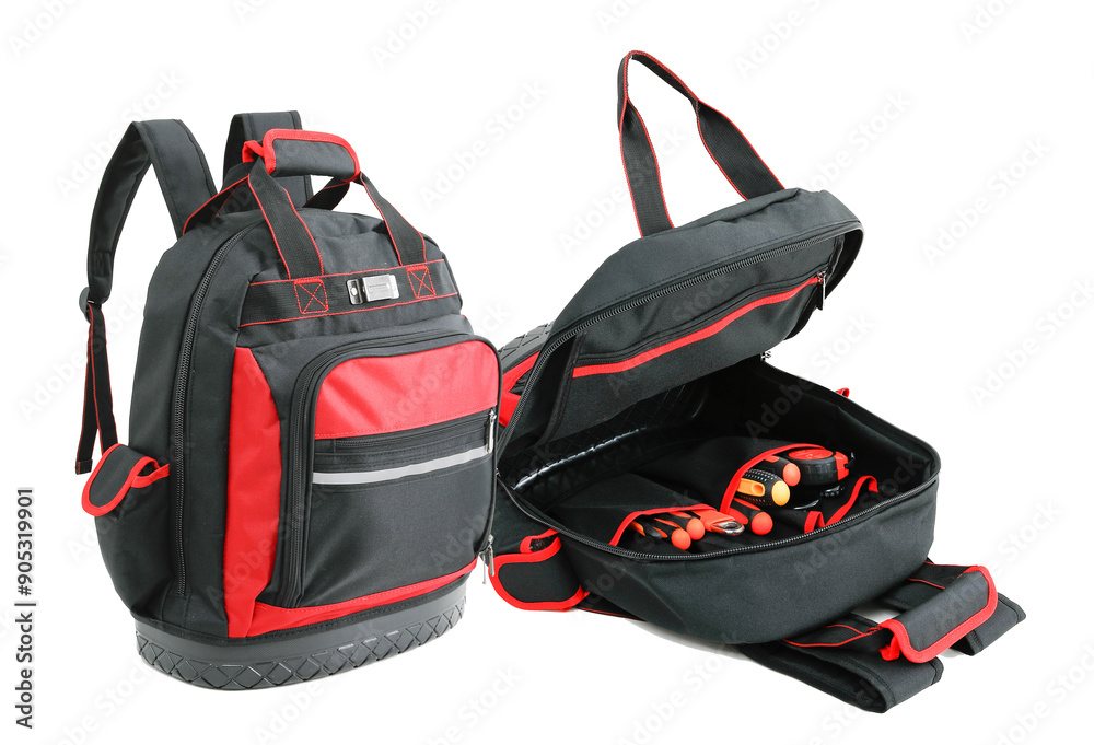 Tool bag with tools on a white background, Hand tools built in tool bag ...