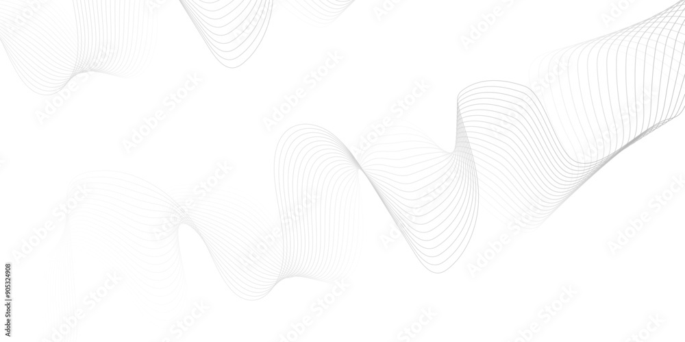 White wave curve lines banner background design. Abstract soft wave lines dynamic flowing gray ...