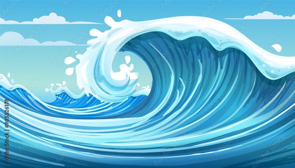 Ocean water wave splash. Sea surf cartoon vector icon. Liquid drop ...