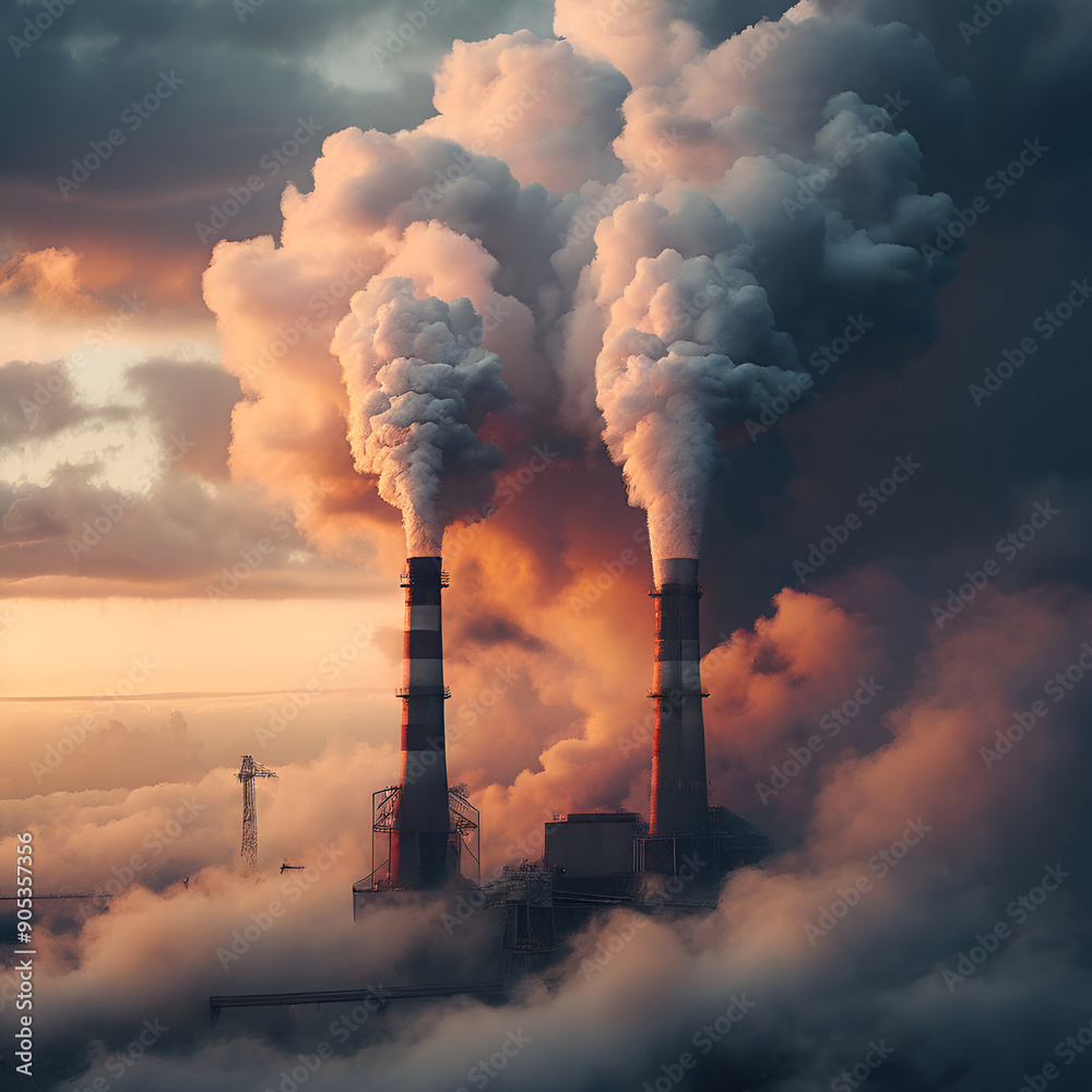 Smoke Billowing from Smokestack / Air Pollution from Chemical Industry ...