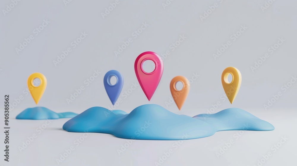 3D navigation icon depicting a route on a digital map, symbolizing ...