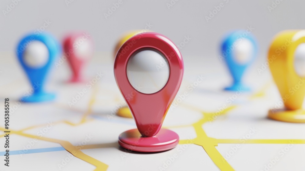 3D navigation icon depicting a route on a digital map, symbolizing ...