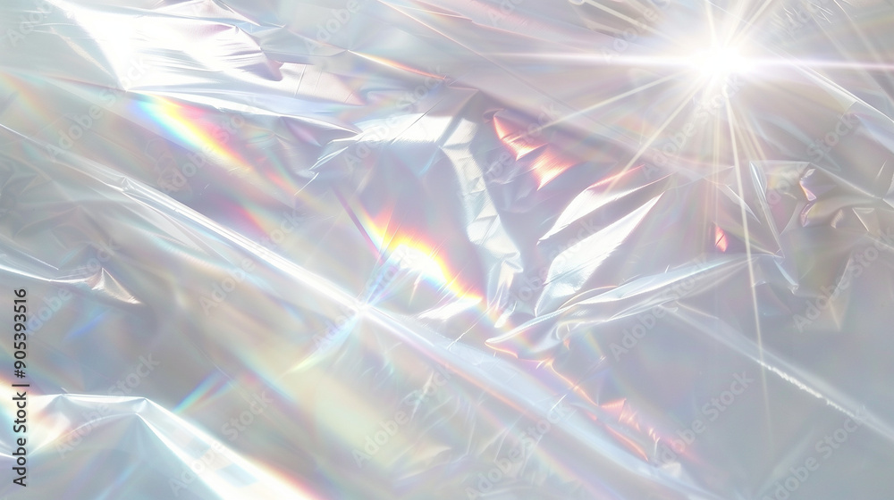 Translucent lens flare with rainbow reflection effect on a white and ...