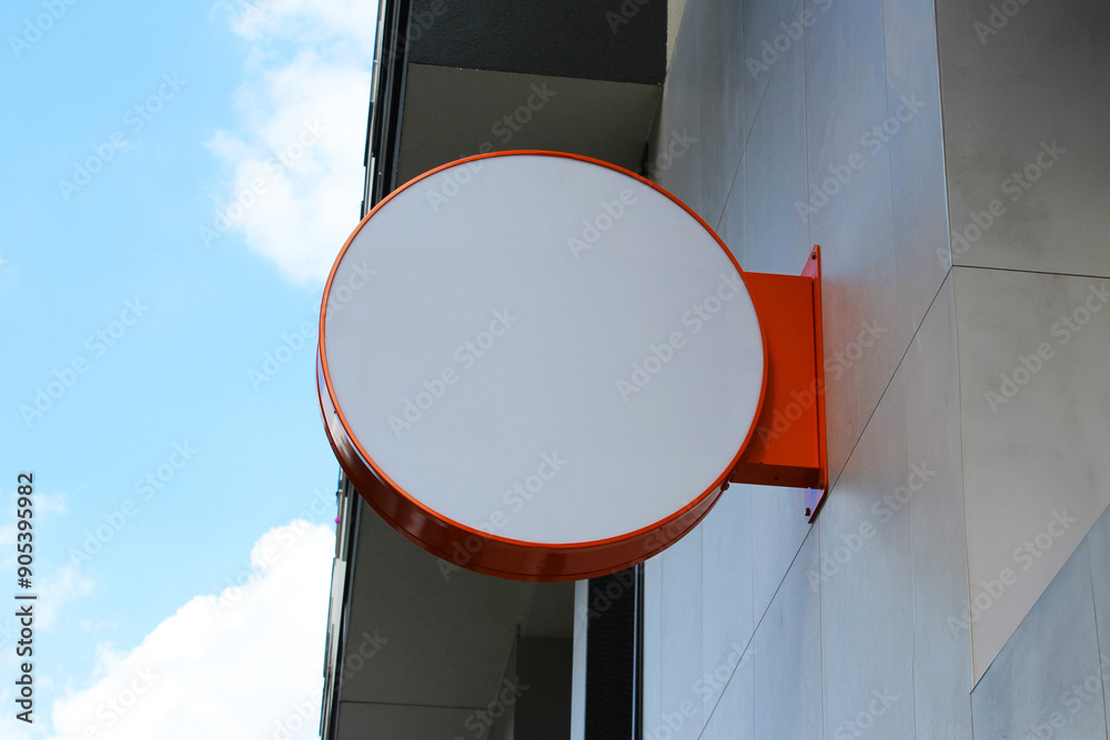 Rounded Street storefront shop, cafe, restaurant mounted signboard mock ...