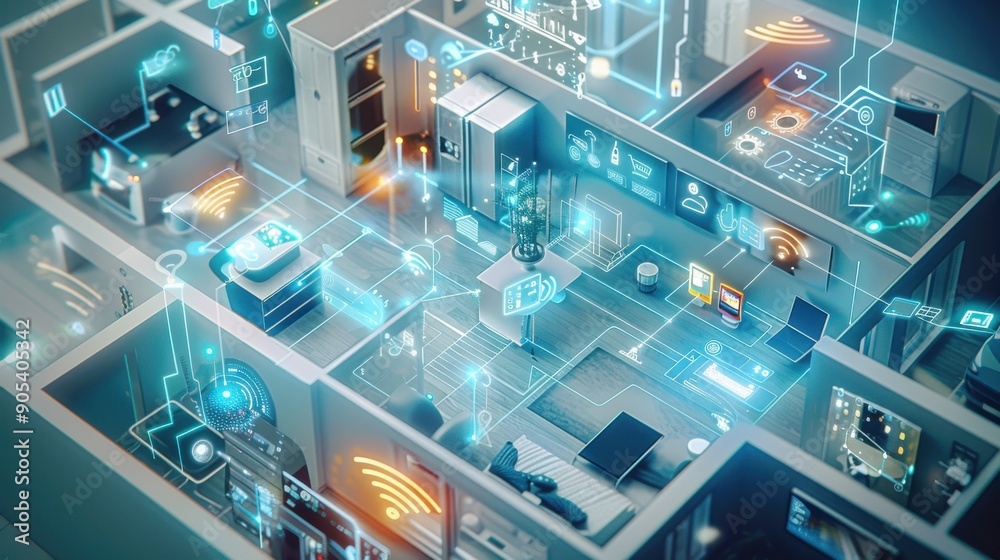 An internet of things ecosystem with various connected devices, from ...