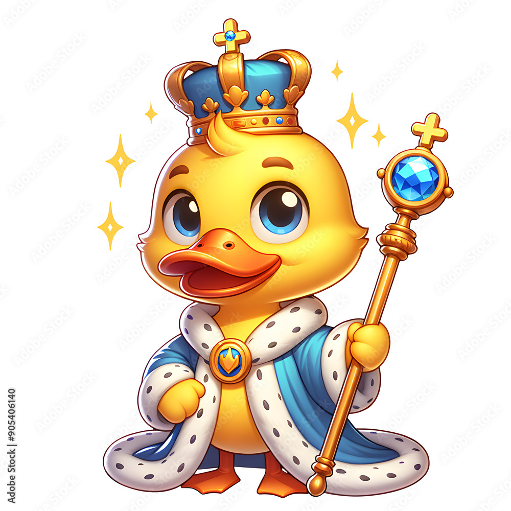 Cartoon illustration (PNG 300 dpi), Duck wearing a crown ! Stock Photo ...