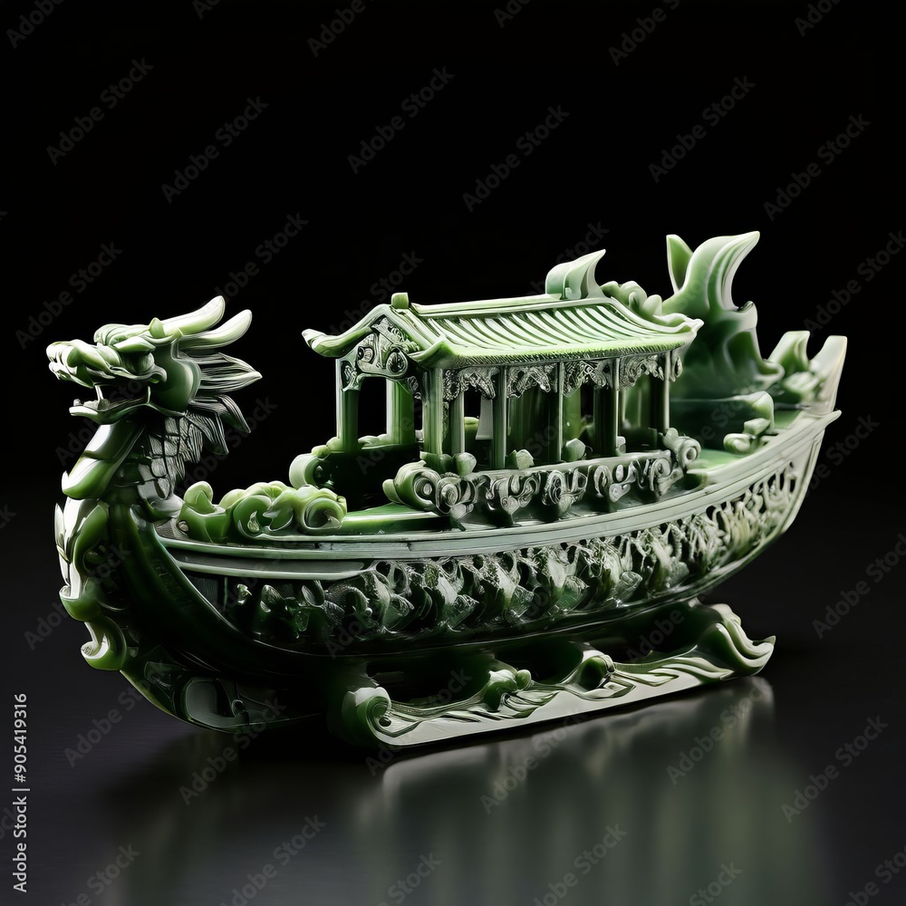 jade dragon boat a jade sculpture of a dragon boat symbolizing p ...