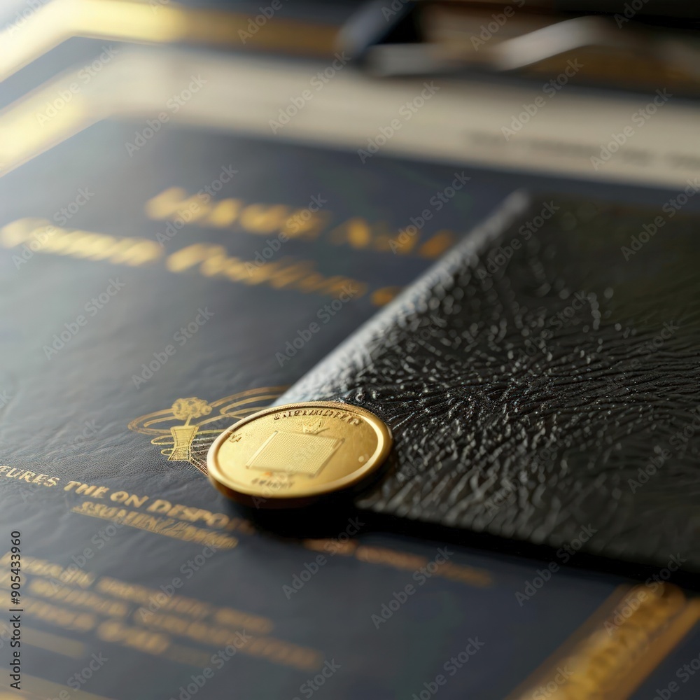 Insurance protection document with gold seal, assured coverage Stock ...