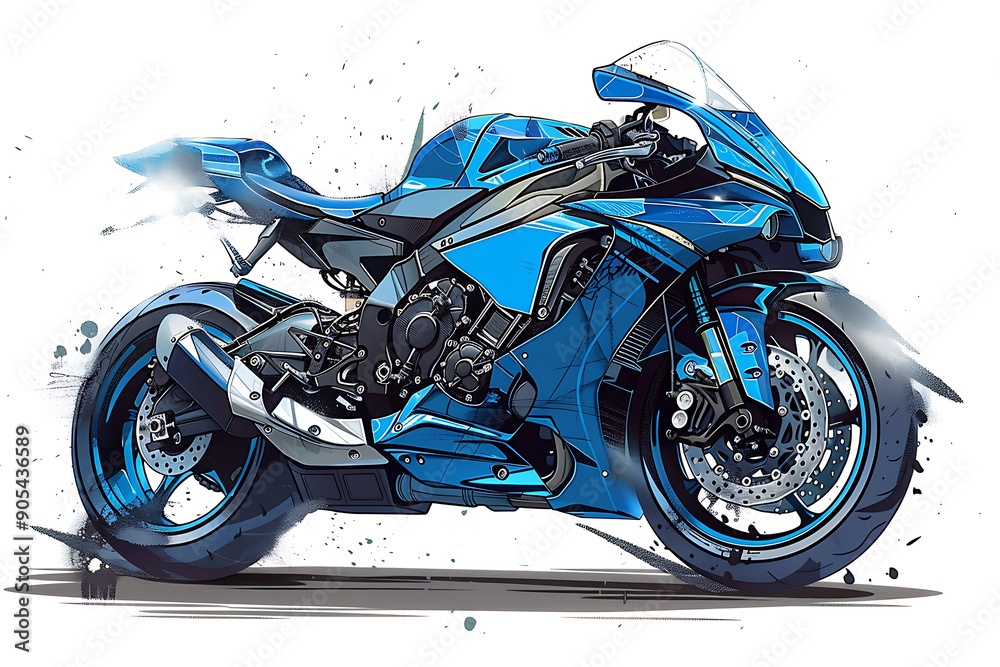 illustration, drawing digitally using tablet ,Yamaha r1m vector cartoon ...
