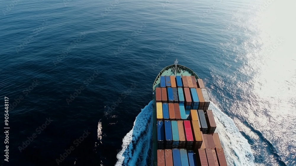 Aerial View of a Container Ship with Cargo Containers Sailing in the ...