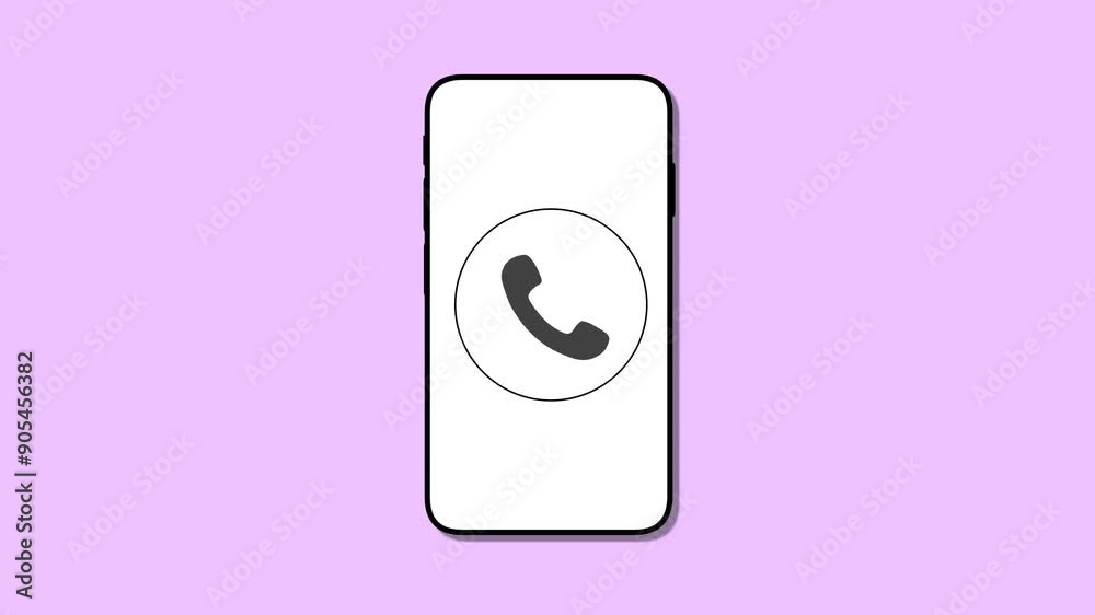 Phone call themed animation. Grey telephone icon appearing inside an ...