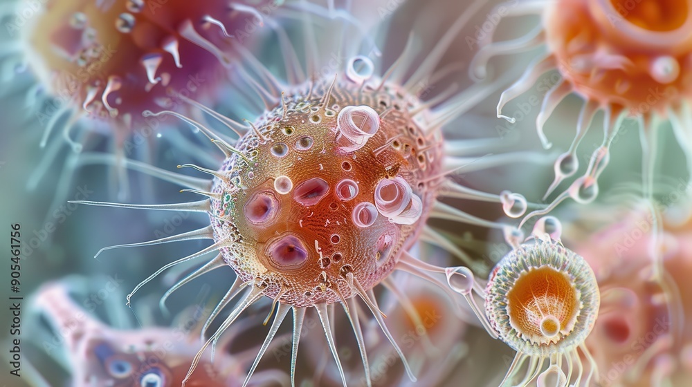 Generate a high-resolution image of parasites under a microscope ...