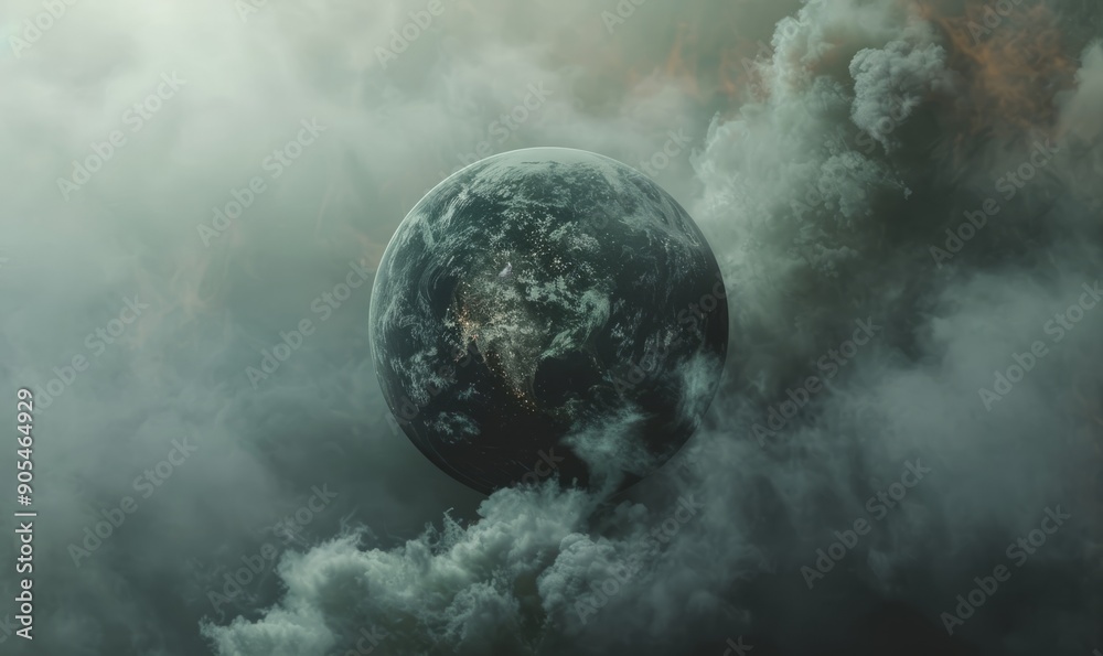 Toxic clouds enshroud the poisoned planet, a stark symbol of ...