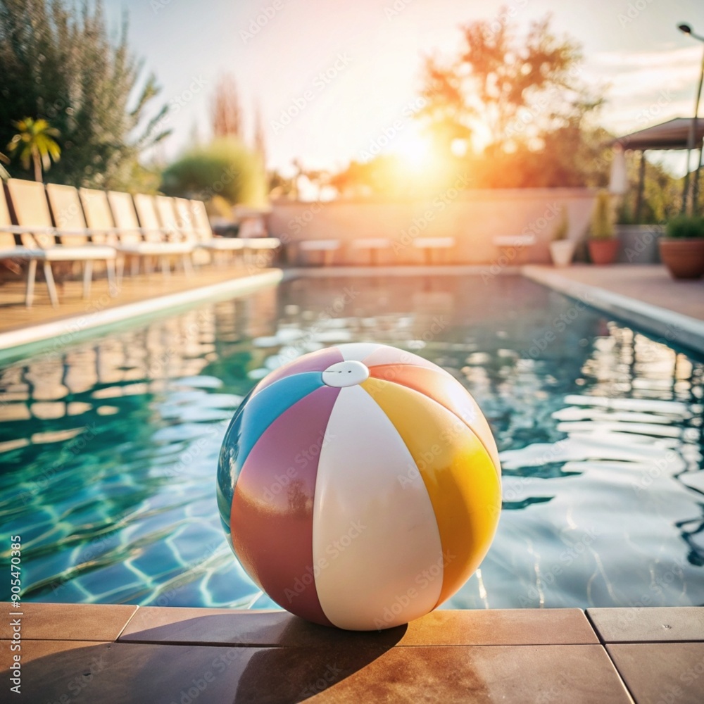 Colorful ball in pool is ready for your weekend, let's party and play ...