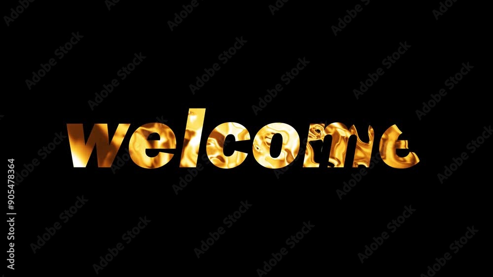 Welcome animation text in gold color on black background. 4K Luxury ...