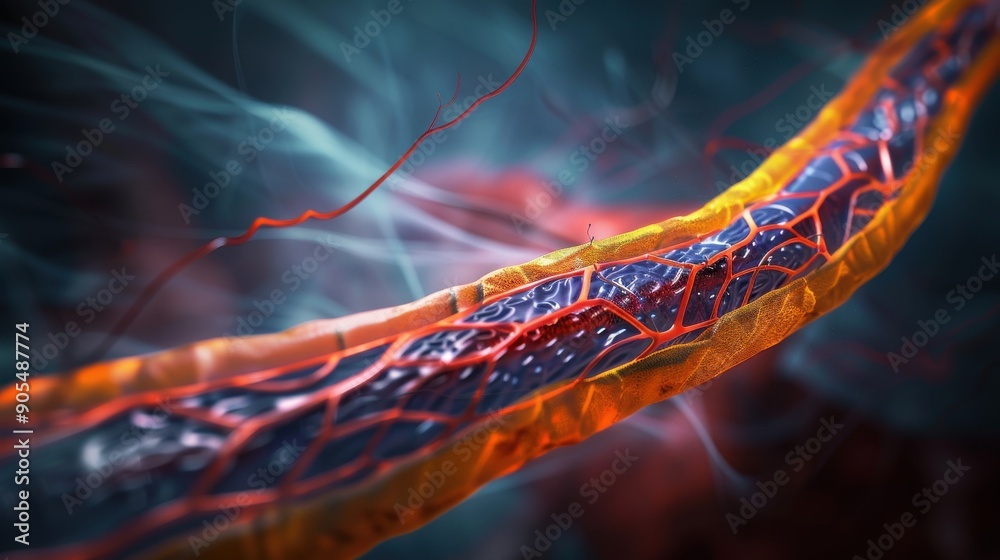 An interventional radiology image showing a stent being placed in a ...