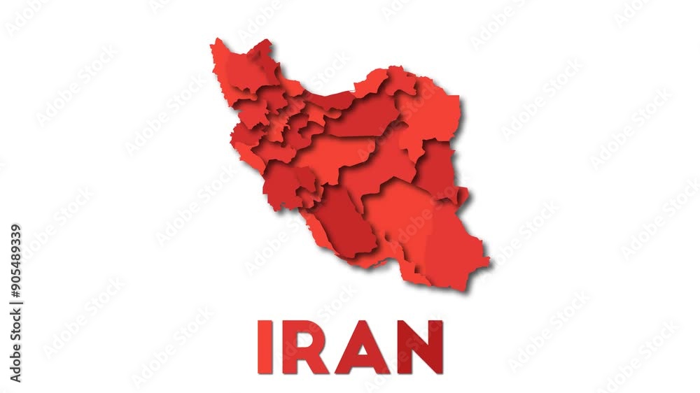 Iran map showing regions. Animated country map with title. 4k ...