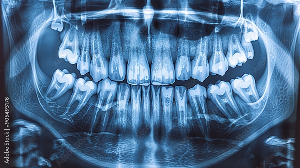 A clear dental radiography image showcasing the detailed structure of ...