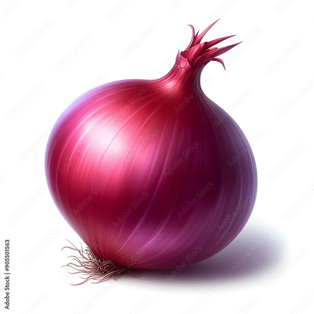 Generative AI An onion displayed against a stark white background ...