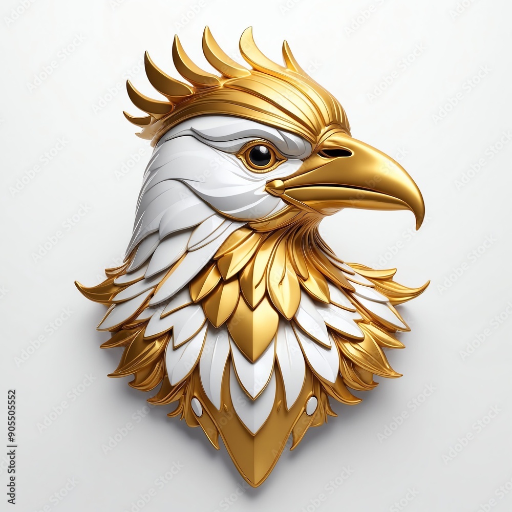 gold crow head 3d art logo in plain white background 253 Stock ...