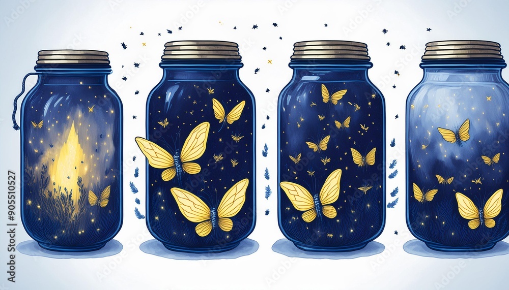 Jar of fireflies clipart, isolated vector illustration. Stock ...