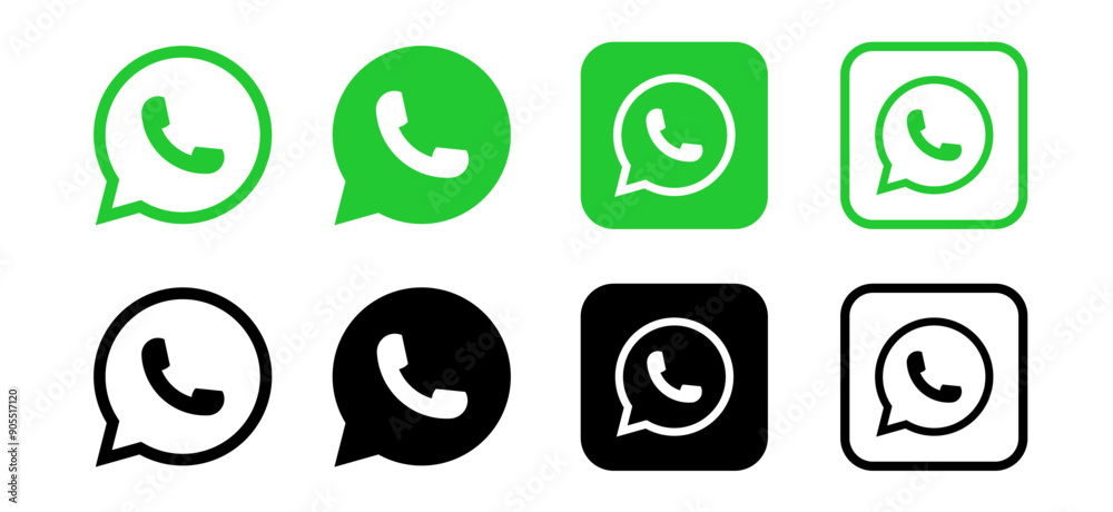 Vetor de WhatsApp logo icon. WhatsApp icon logo green and black vector ...