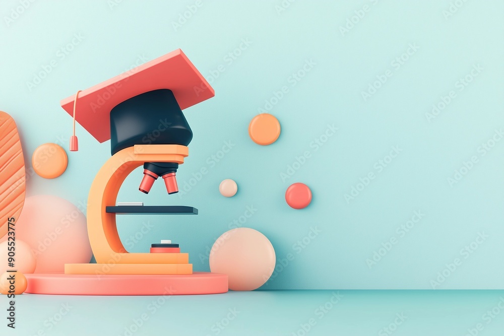 3D Knowledge-Related Symbols Including a Graduation Cap and Microscope ...