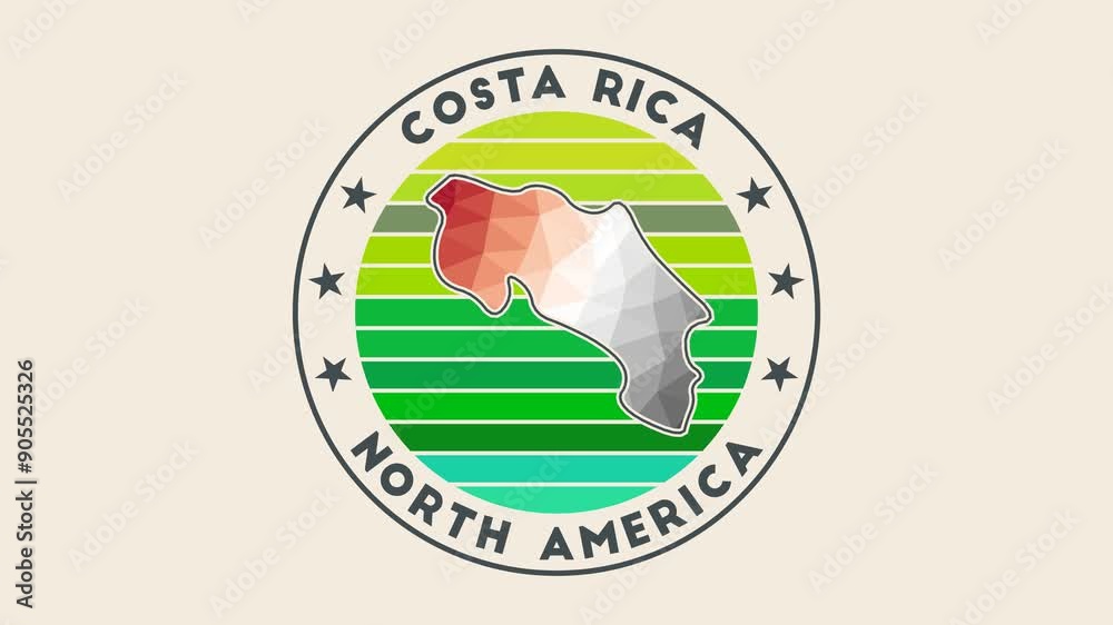 Costa Rica intro video. Badge with the circular name and map of the ...