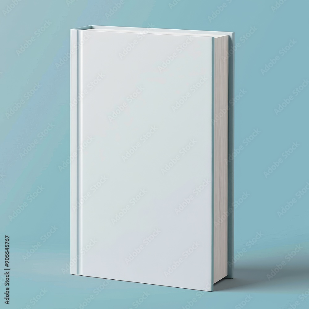 Blank white hardcover book with spine on a blue background. Perfect for ...