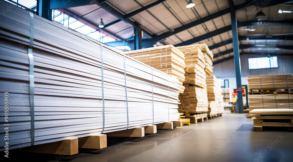 Warehouse storage of construction materials. The warehouse interior ...