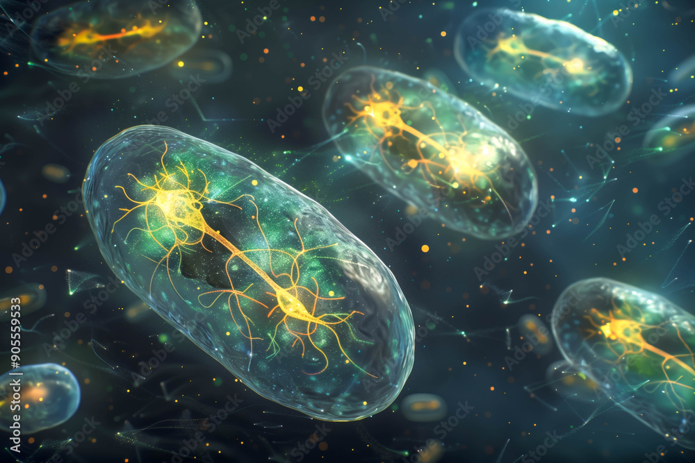 Cellular respiration, with mitochondria producing ATP through the ...
