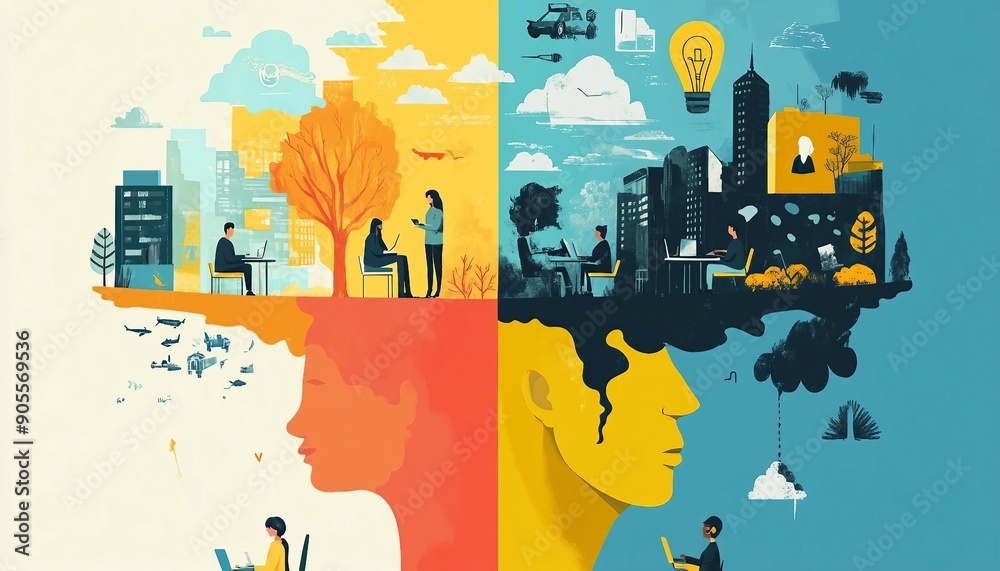 Decision-Making Dilemma: Left and Right Side of Two Career Paths, Stock ...