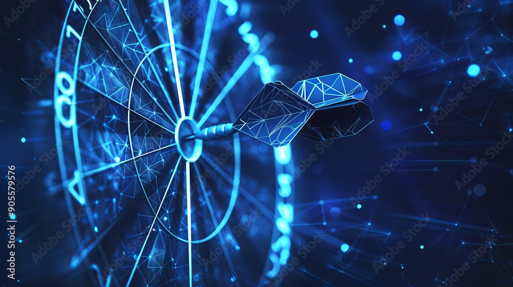 ภาพประกอบสต็อก Darts board with an arrow in the center Target in low ...