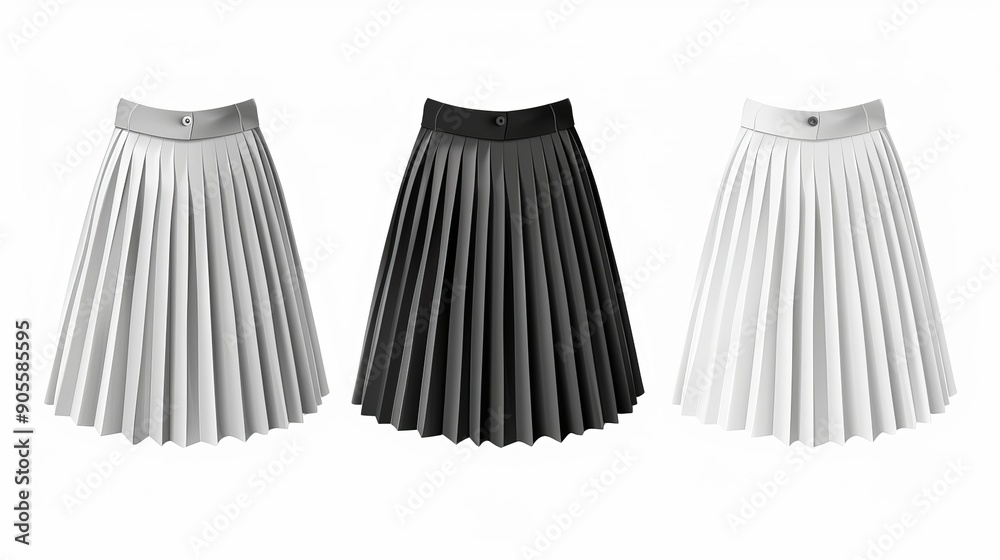 Vector illustration of different model skirts on a white background ...