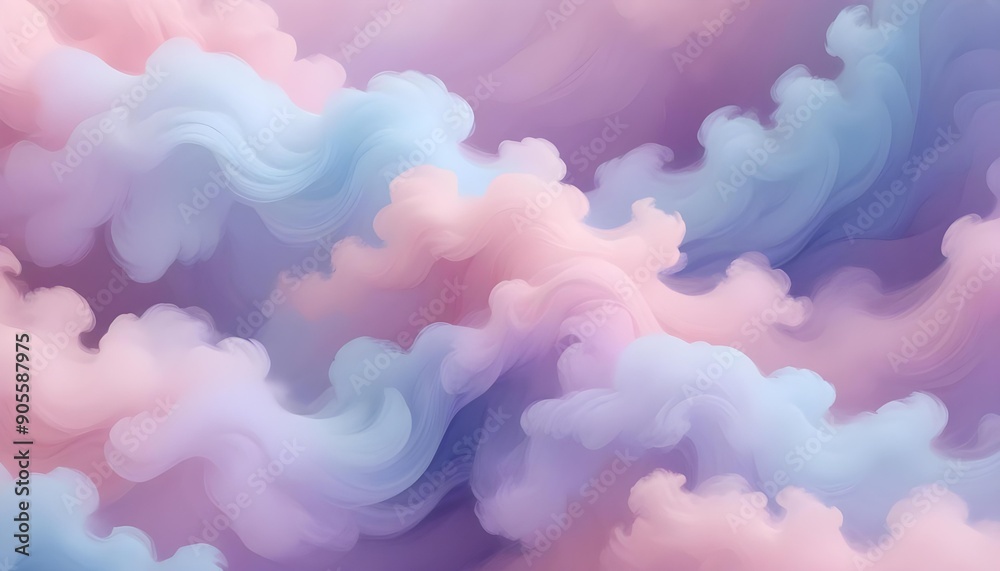 An Abstract Background With Soft Swirling Patterns In Pastel Colors Of