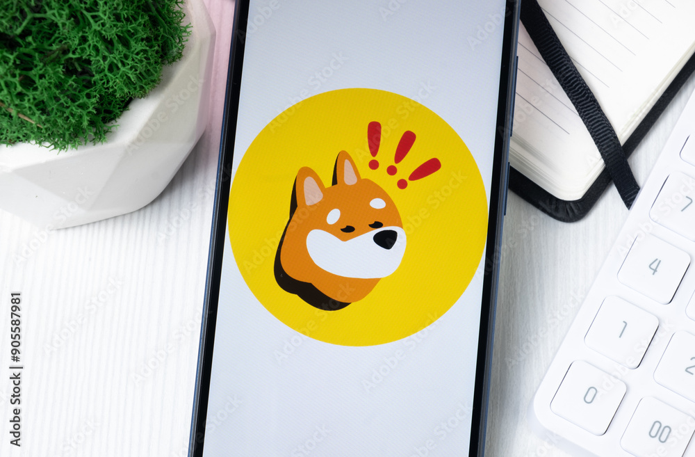 New York, USA - 1 August 2024: bonk1 BONK Logo on Phone Screen, Crypto ...