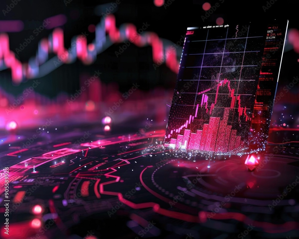 Vibrant digital chart showcasing data trends in a futuristic design ...