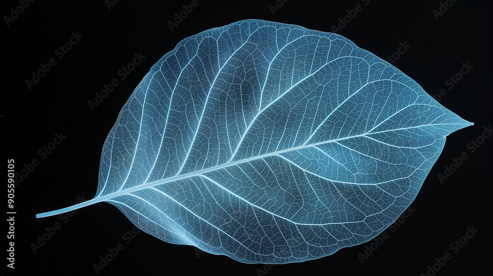 X-ray image showing the detailed internal structure of a leaf. Stock ...