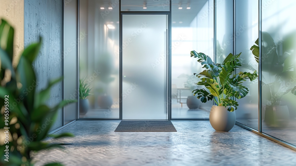 Modern office building. Contemporary corporate architecture. Front of a ...