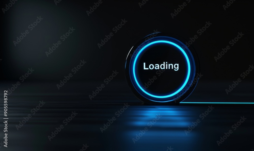 Loading Screen with Blue Circular Progress Bar and 'Loading' Text on ...