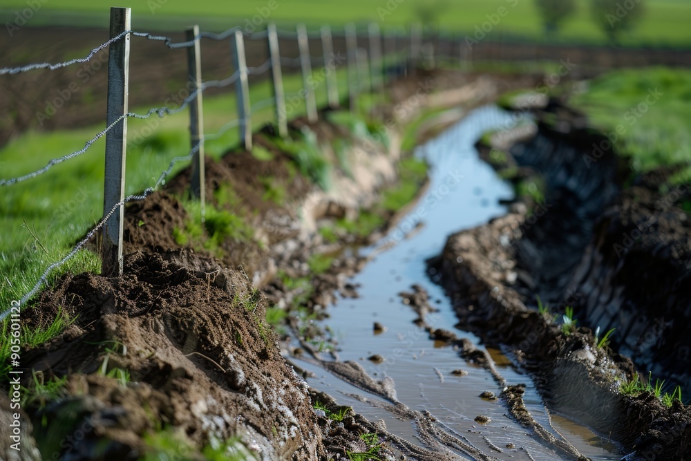 Soil Erosion Control Structures in Farmland with Silt Fences and Check ...