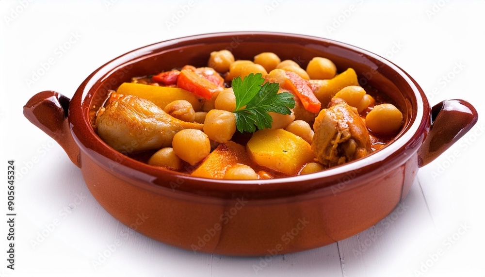 ropa vieja typical canarian dish of chickpeas stew with chicken and ...